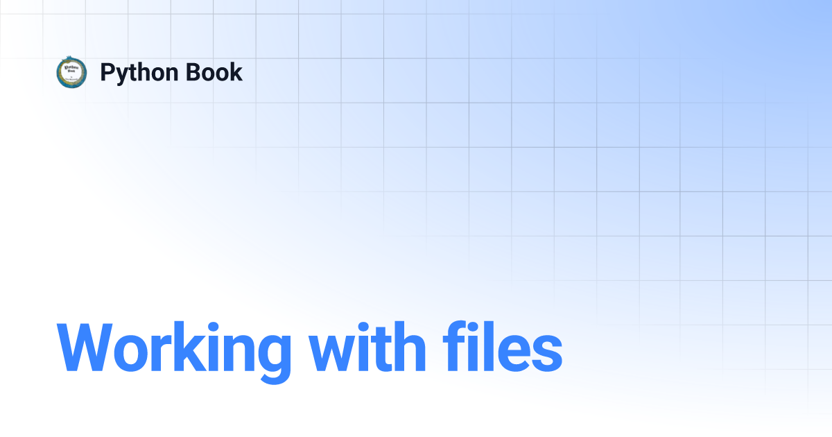 Working with files | Python Book